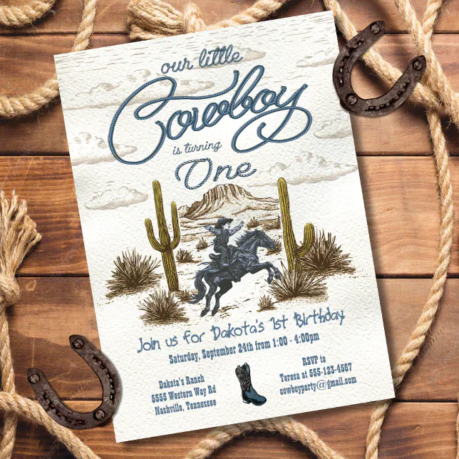 Little Cowboy Birthday Boy Invitation | Zazzle