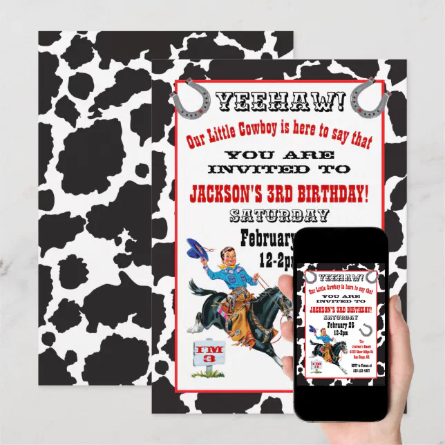 Little cowboy birthday party invitation | Zazzle