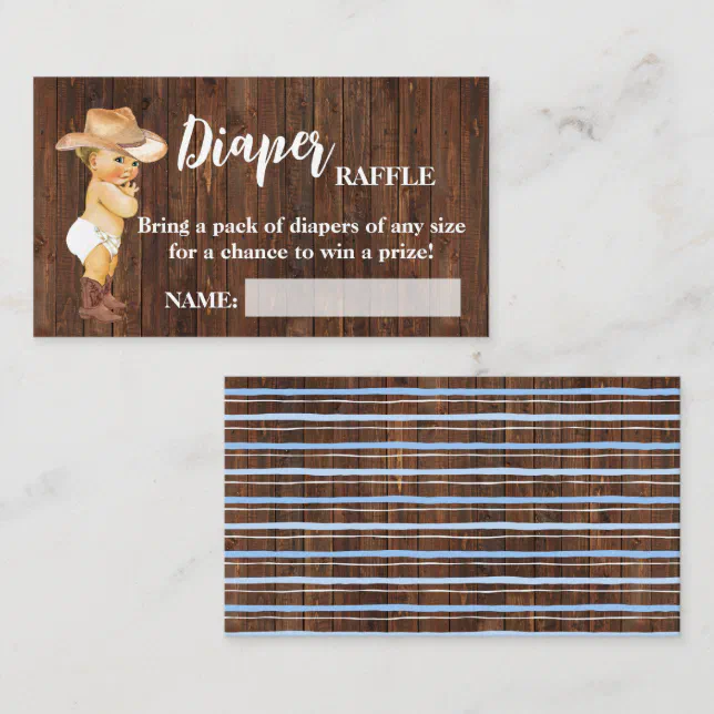 Little Cowboy Diaper Raffle Ticket Baby Shower | Zazzle
