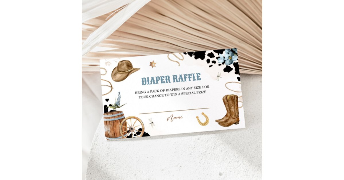 Little Cowboy Diaper Raffle Ticket Enclosure Card | Zazzle