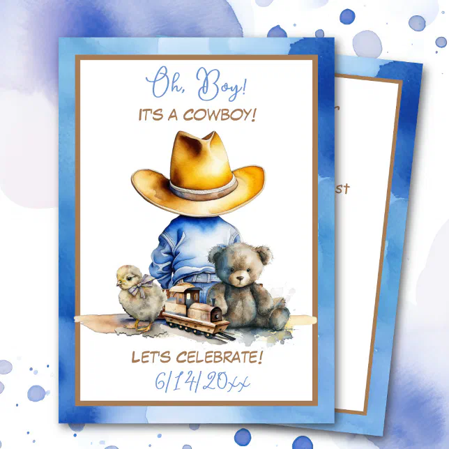 Little Cowboy Themed Baby Shower Invitation | Zazzle