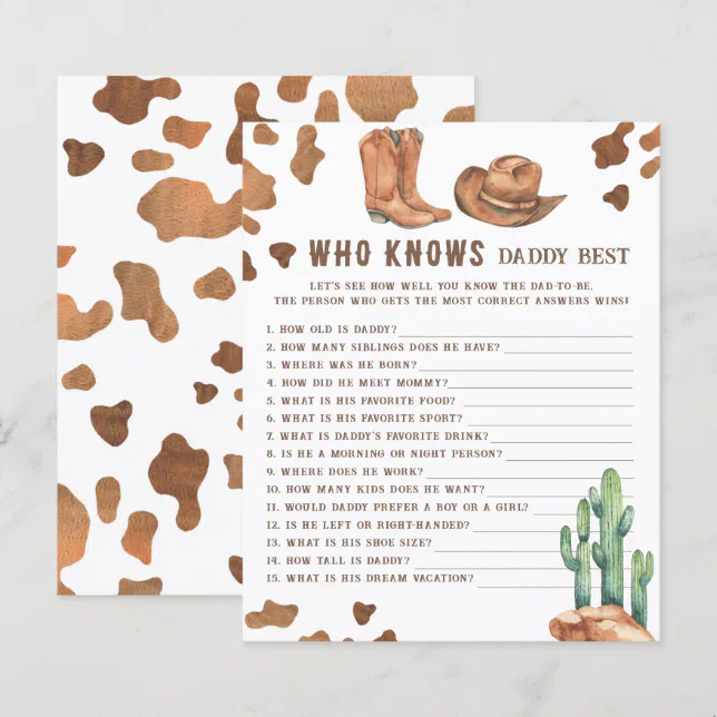 Little Cowboy - Who knows Daddy best game | Zazzle