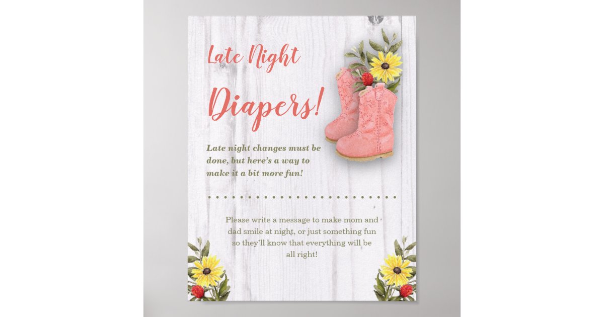 Little Cowgirl Bootie Baby Shower Sign | Zazzle