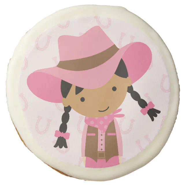 Little Cowgirl Western Birthday Party Sugar Cookie | Zazzle