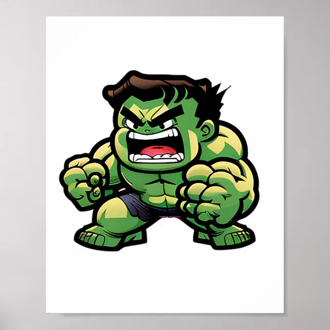 little cute comic book character in cartoon style poster | Zazzle