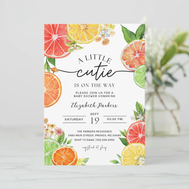 Little Cutie Baby Citrus Shower Invitation | Zazzle