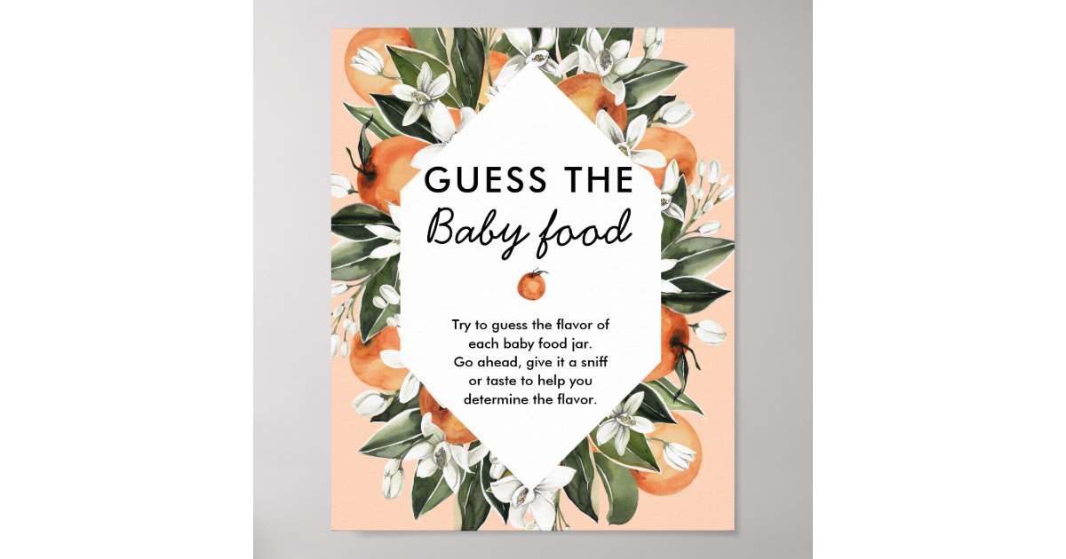 Little Cutie Baby Shower Baby Food Game Sign | Zazzle