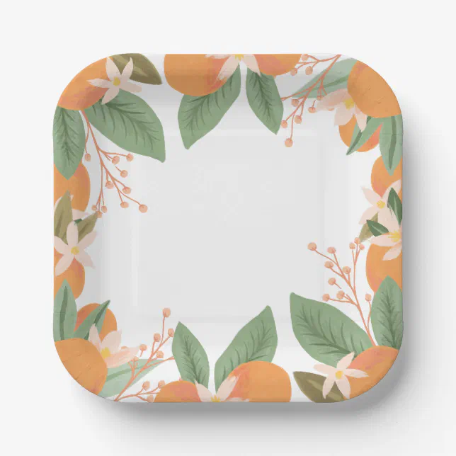 Little Cutie Citrus Baby Shower Paper Plates | Zazzle