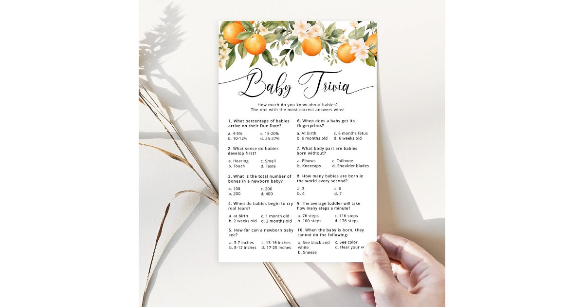 Little cutie citrus baby trivia game | Zazzle