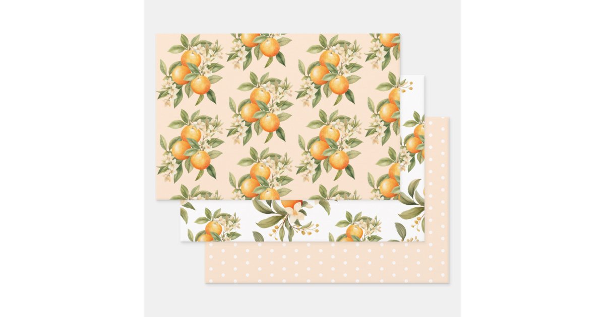 Little cutie citrus theme birthday party wrapping paper sheets | Zazzle