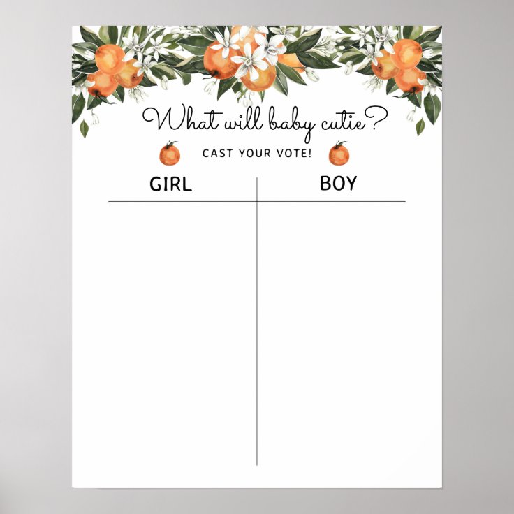 Little Cutie Gender Reveal He or She Voting Sign | Zazzle