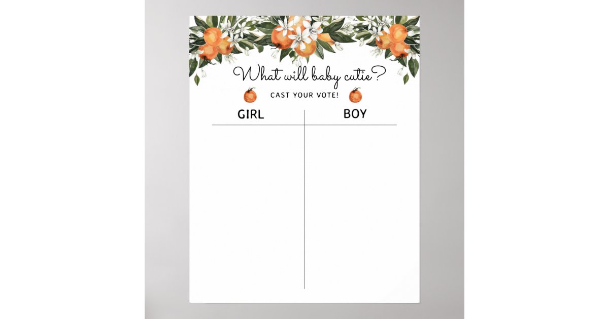 Little Cutie Gender Reveal He or She Voting Sign | Zazzle