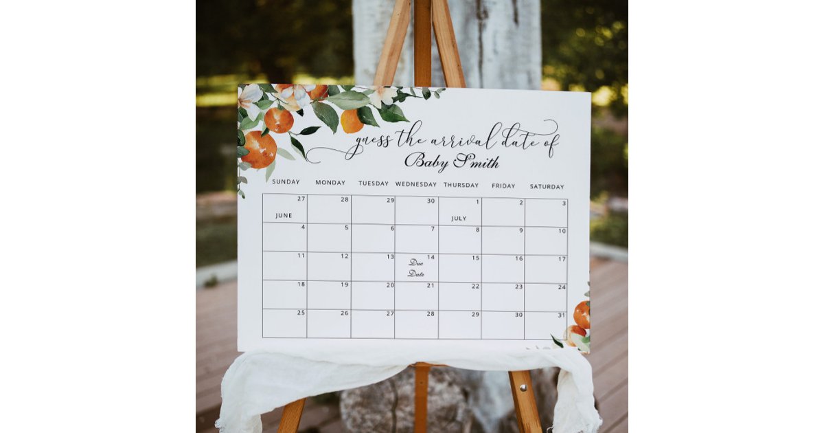 Little cutie Guess the due Date calendar Poster | Zazzle