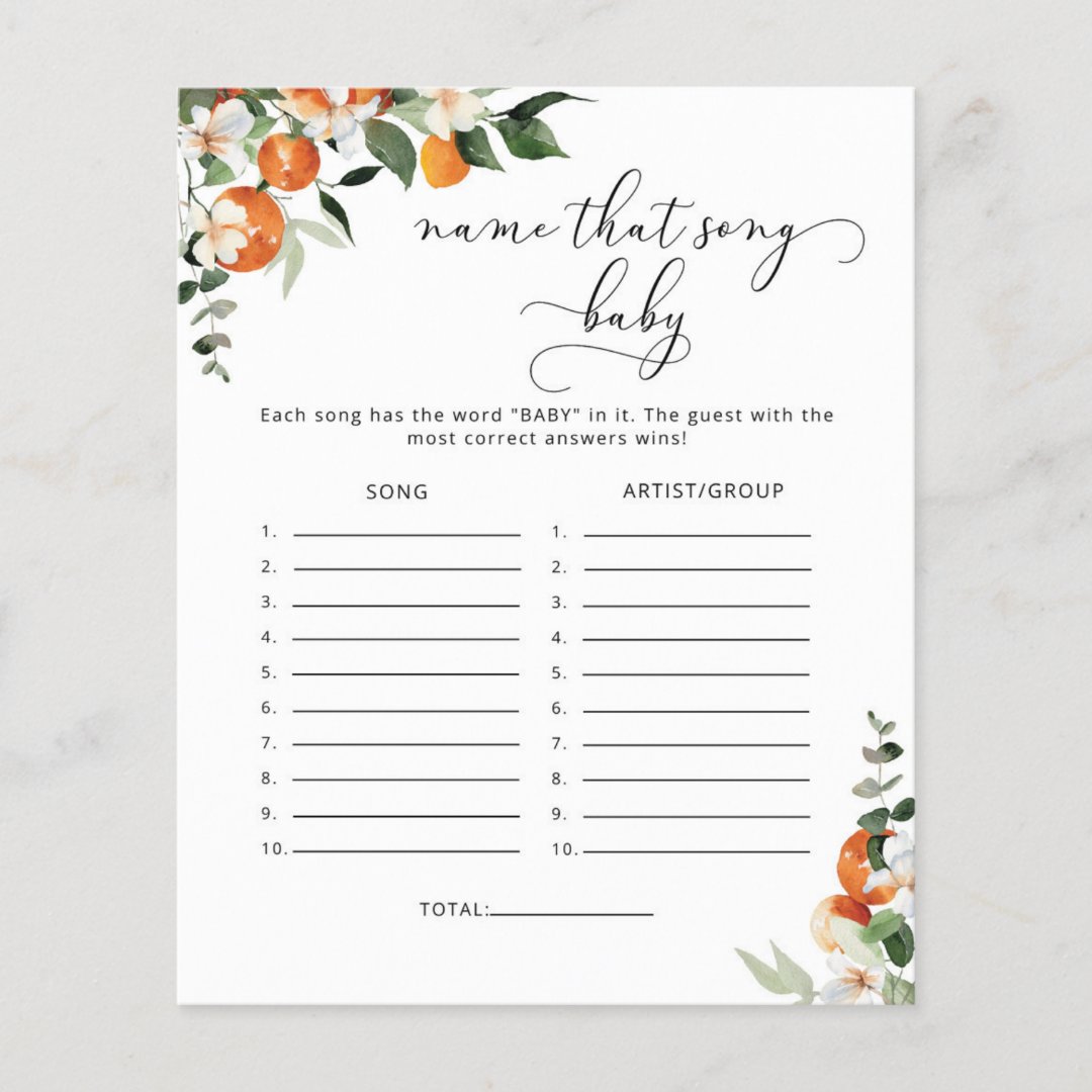 Little cutie Name that song baby shower game | Zazzle