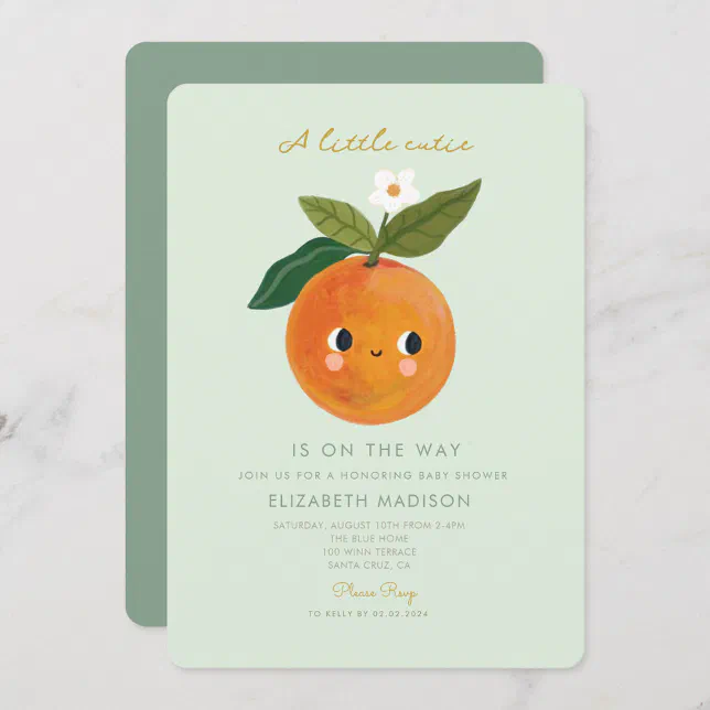 Little Cutie Orange Baby Shower Invitation | Zazzle