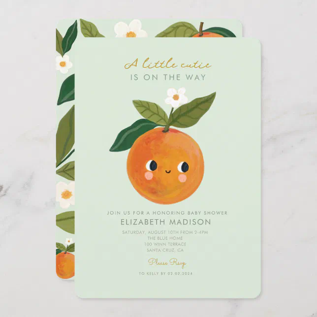 Little Cutie Orange Citrus Baby Shower Invitation | Zazzle