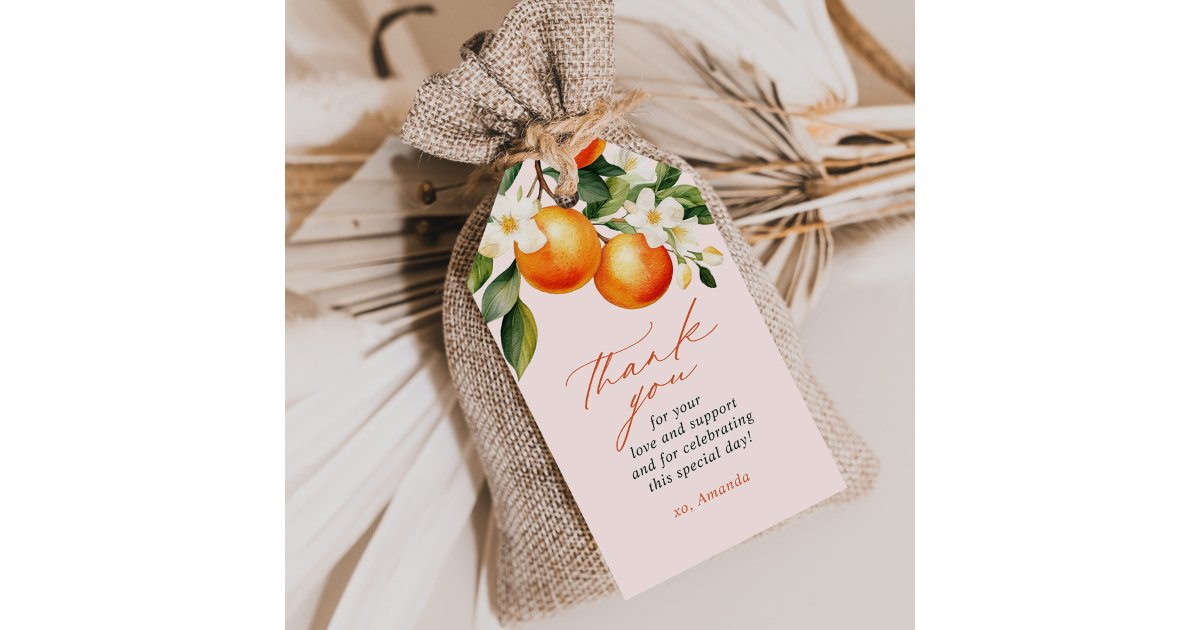 Little Cutie Orange Clementine Baby Shower Favor Gift Tags | Zazzle