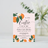 Little Cutie Orange Couples Baby Shower Invitation Postcard | Zazzle