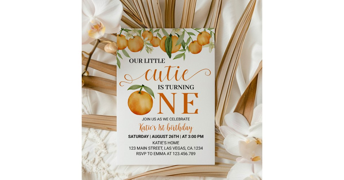 Little Cutie Oranges Citrus Birthday Invitation | Zazzle