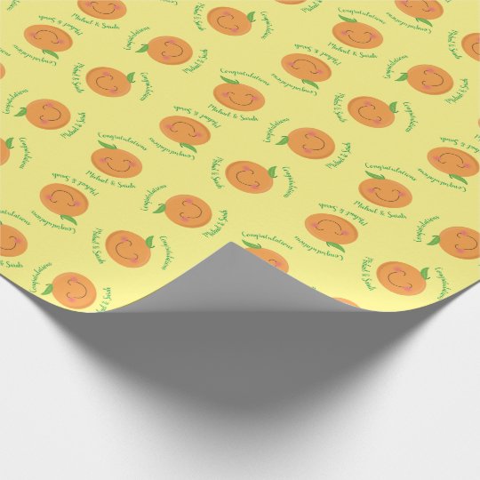 Little Cutie Tangerine Baby Shower Gender Neutral Wrapping Paper ...