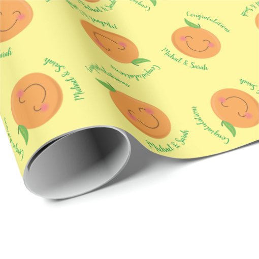 Little Cutie Tangerine Baby Shower Gender Neutral Wrapping Paper | Zazzle