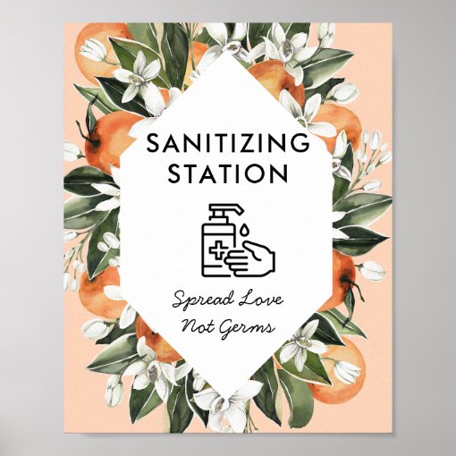 Little Cutie Themed Sanitizing Station Baby Shower Poster | Zazzle