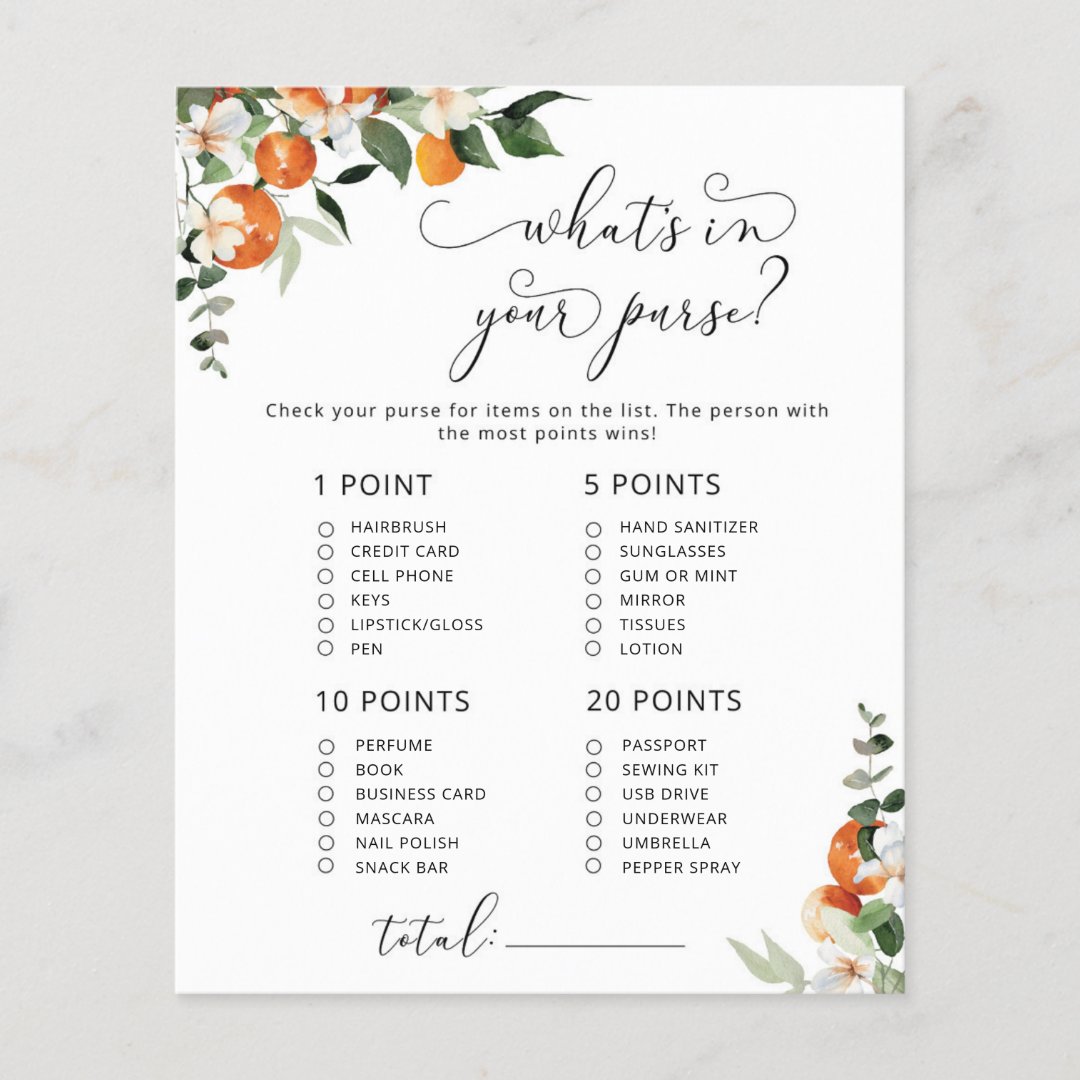 Little cutie whats in your purse baby shower game | Zazzle