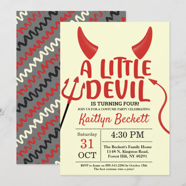 Little Devil Any Age Halloween Birthday Party Invitation | Zazzle