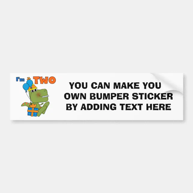 Little Dino 2nd Birthday Tshirts and Gifts Bumper Sticker | Zazzle