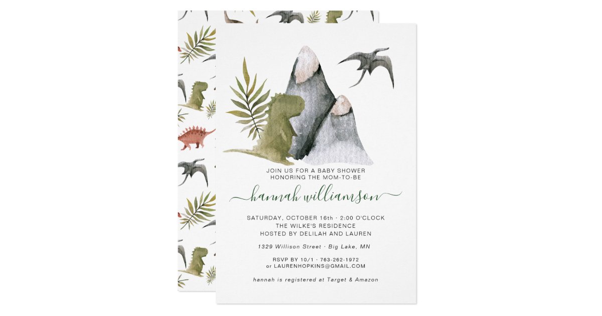 Little Dinosaur Baby Shower Invitation Zazzle