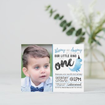 Little Dinosaur Birthday Theme Blue Dinosaur Dino Postcard | Zazzle