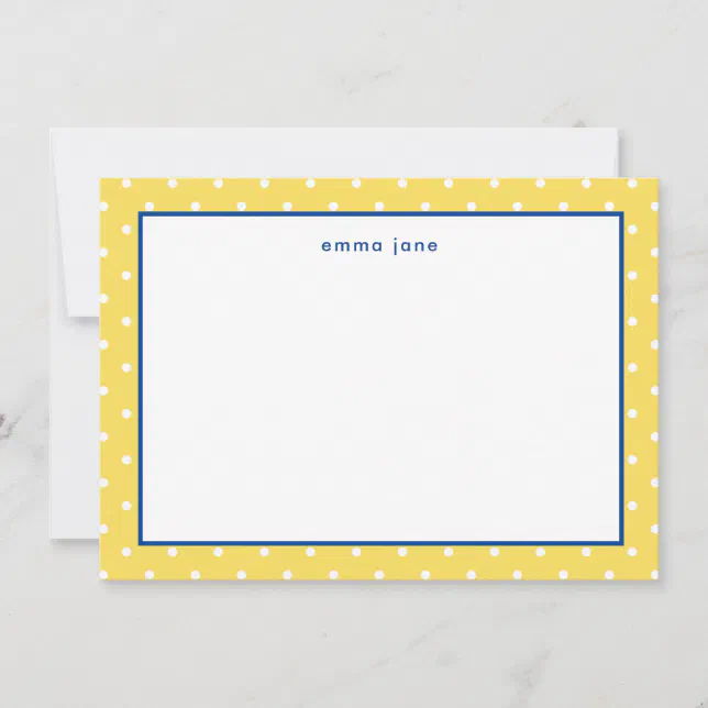 Little Dots Blue and Yellow Personalized Note Card | Zazzle