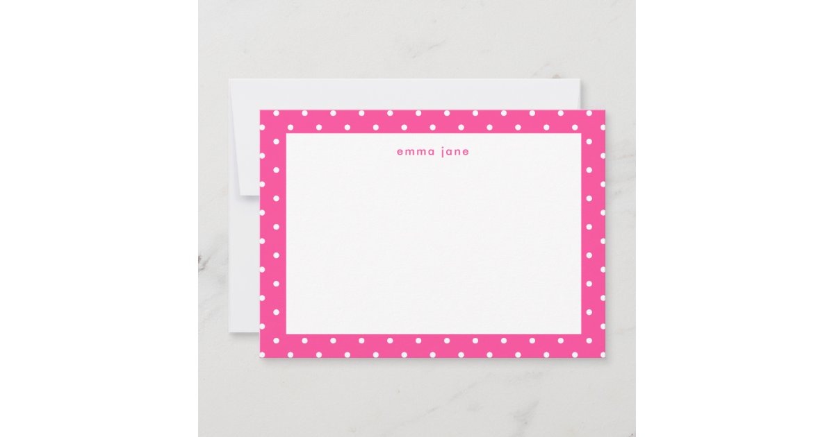 Little Dots Hot Pink Personalized Note Card | Zazzle