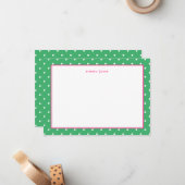 Little Dots Pink and Green Personalized Note Card | Zazzle