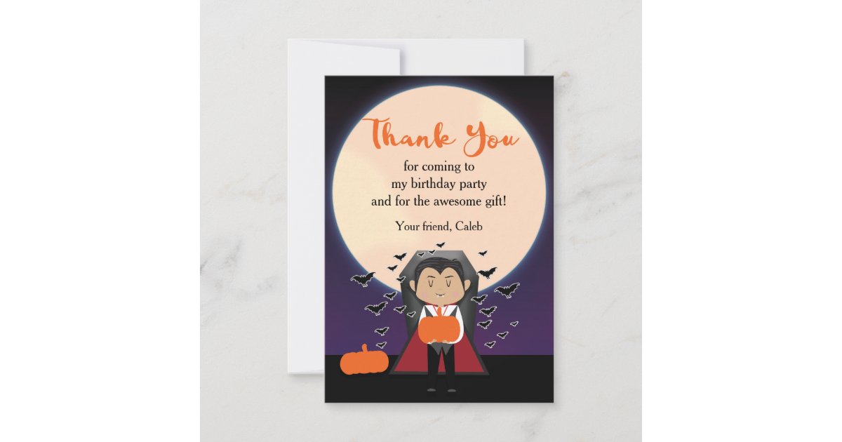 Little Dracula Vampire Halloween Thank You Card | Zazzle