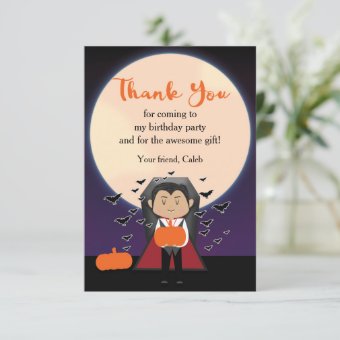 Little Dracula Vampire Halloween Thank You Card | Zazzle
