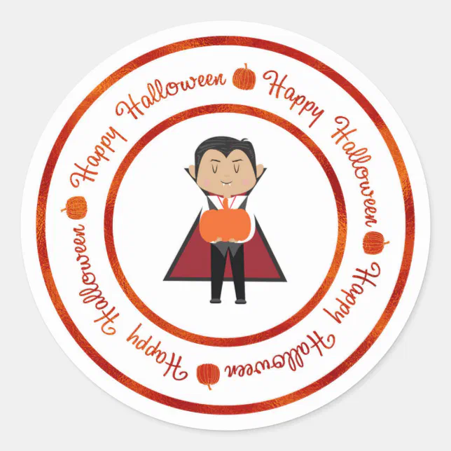 Little Dracula Vampire Happy Halloween Party Treat Classic Round ...