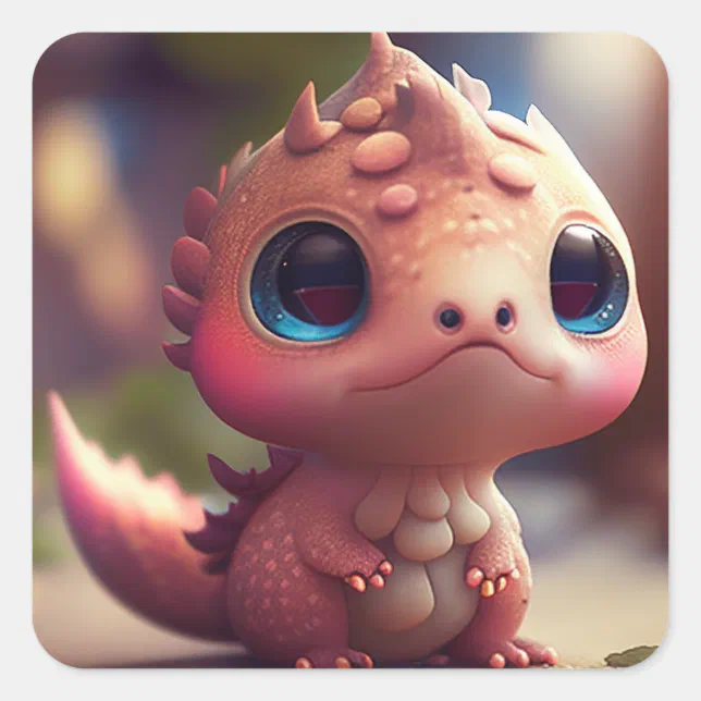 Little Dragon cute Anime Dragons Square Sticker | Zazzle
