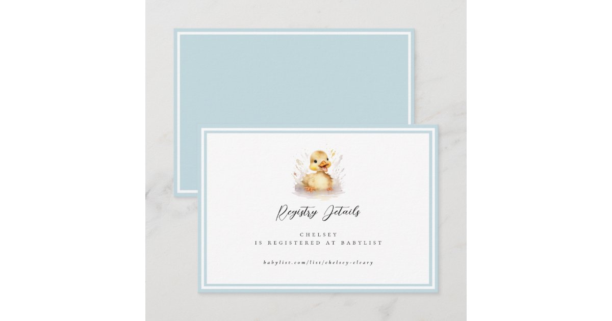 Little Duck Baby Shower Registry Details Card | Zazzle