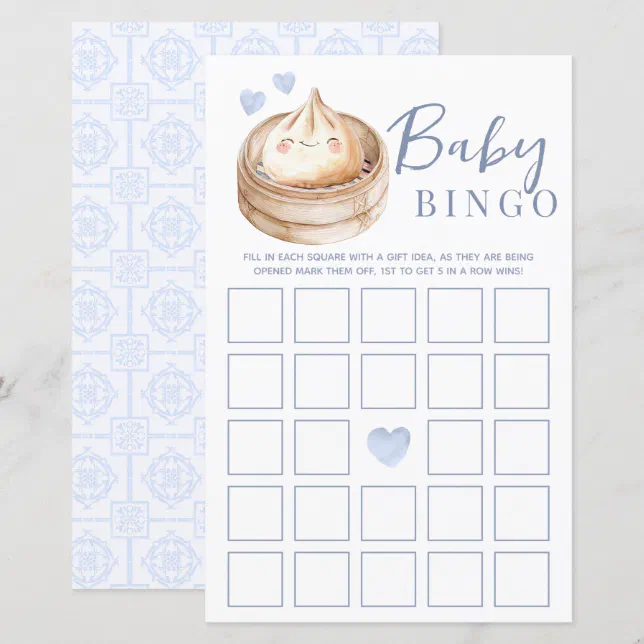 Little Dumpling Baby Shower Bingo Game Card | Gend | Zazzle