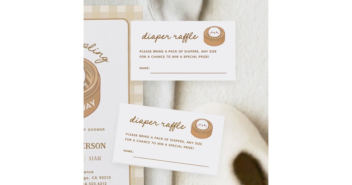 Little Dumpling Baby Shower Diaper Raffle Tickets Enclosure Card | Zazzle