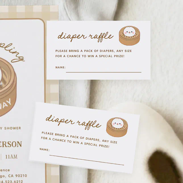 Little Dumpling Baby Shower Diaper Raffle Tickets Enclosure Card | Zazzle
