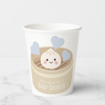 Little Dumpling Blue Baby Shower Paper Cups | Zazzle