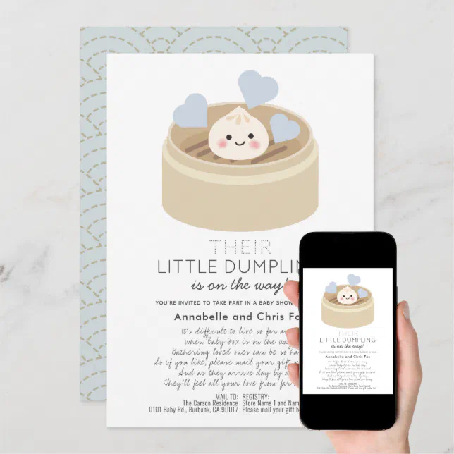 Little Dumpling Boy Baby Shower by Mail Invitation | Zazzle