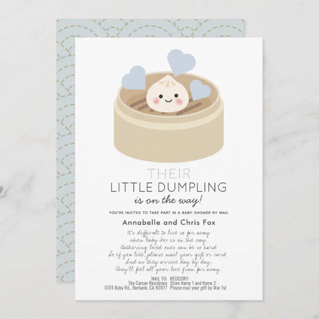Little Dumpling Boy Baby Shower by Mail Invitation | Zazzle