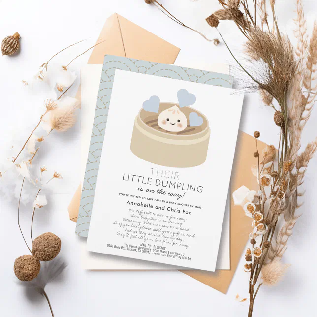 Little Dumpling Boy Baby Shower by Mail Invitation | Zazzle
