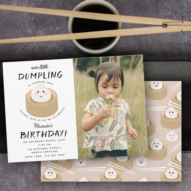 Little Dumpling Boy Girl Photo Birthday Party Invitation | Zazzle
