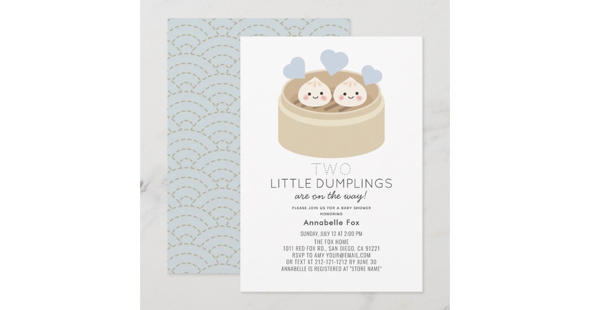 Little Dumpling Boy Twins Baby Shower Invitation | Zazzle