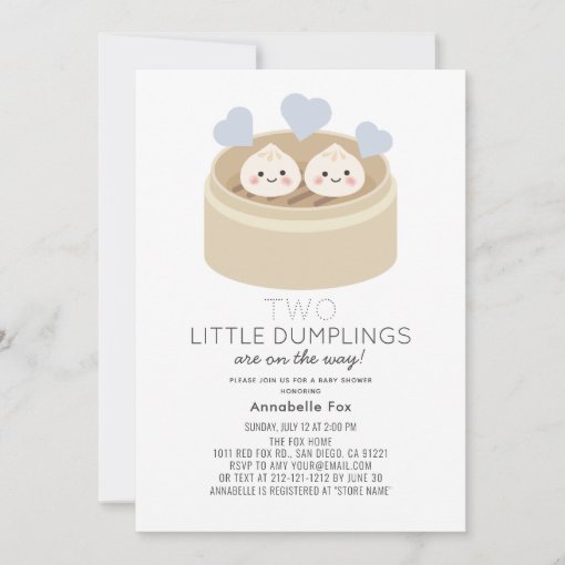 Little Dumpling Boy Twins Baby Shower Invitation | Zazzle