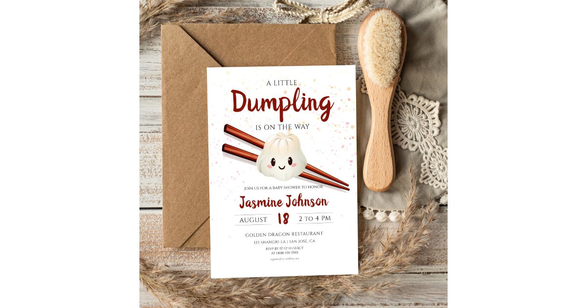 Little Dumpling Cute Chinese Chopstick Baby Shower Invitation | Zazzle